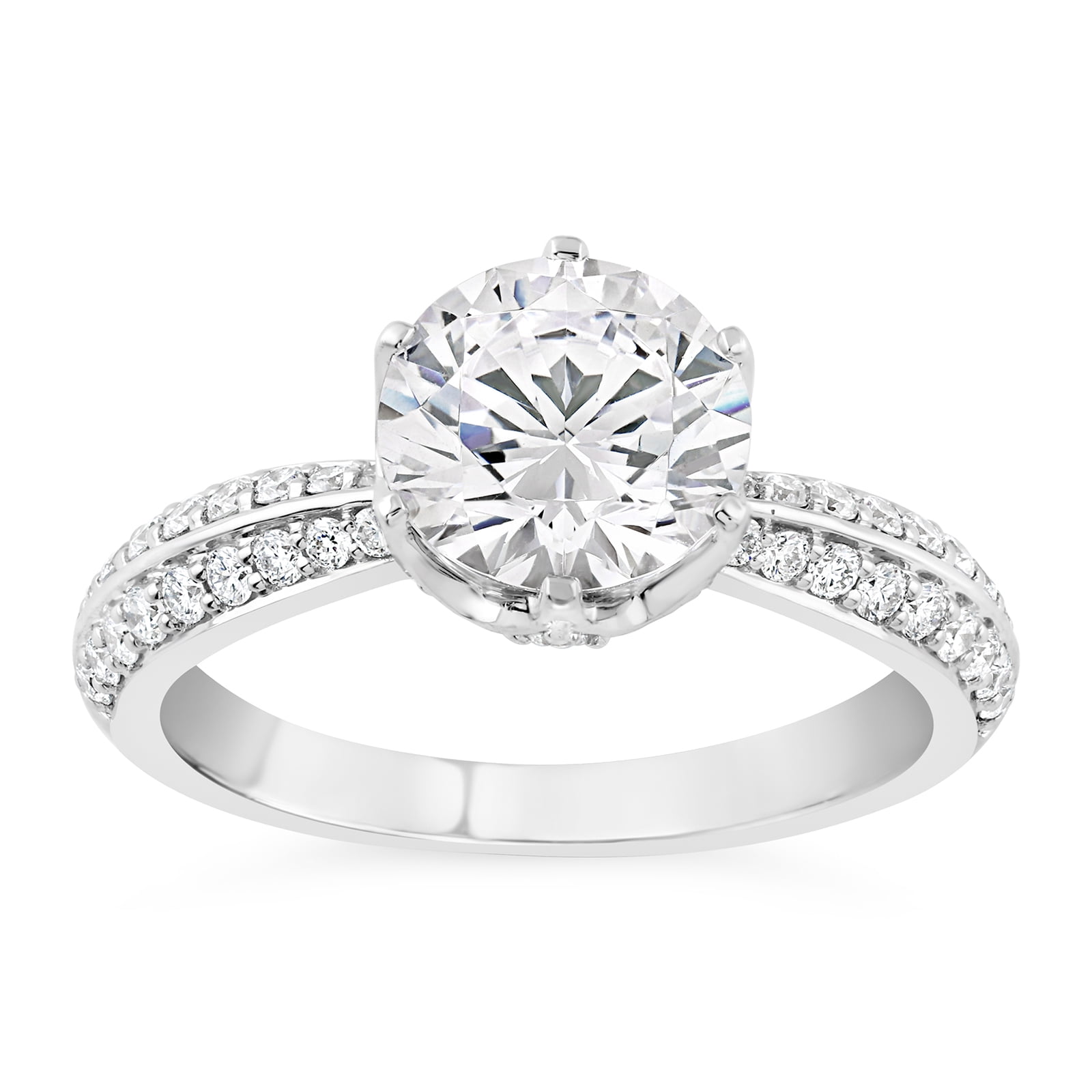 Ariana Jewel Silver 14K White Gold Plated Ring – 2.1 Ct Round Brilliant ...