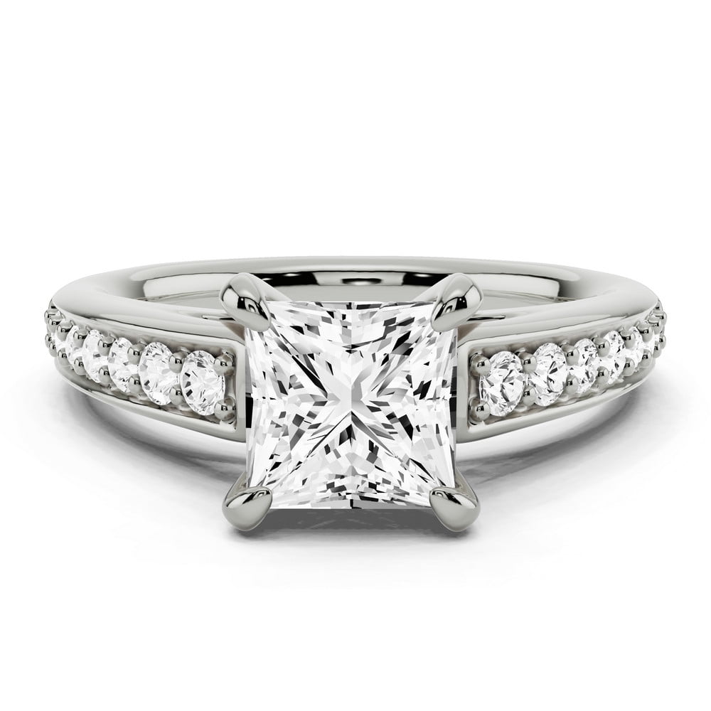 Ariana Jewel Unique 1.9 Ct Princess Cut Solitaire Diamond Ring for Women's - 14K White Gold ...