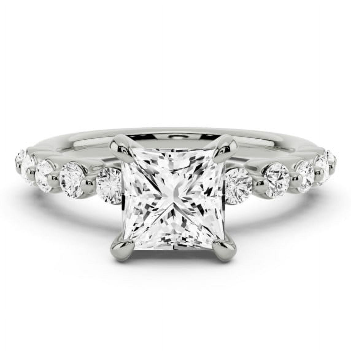 Ariana Jewel Unique Princess Cut Solitaire Engagement Ring with Accent ...