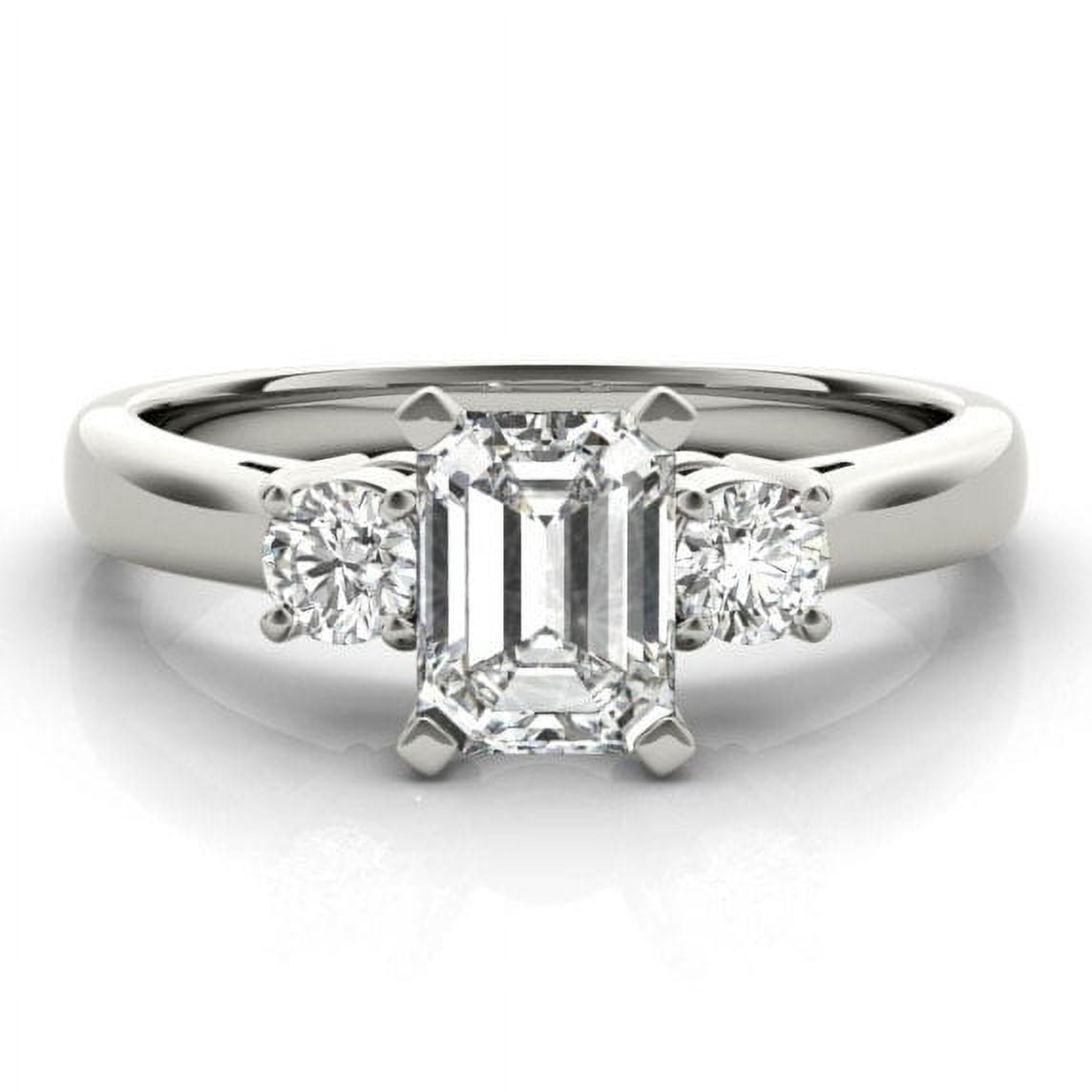 Ariana Jewelry 1.9 Ct Emerald Cut Bettina Engagement Ring for Her - Three Moissanite Trilogy ...