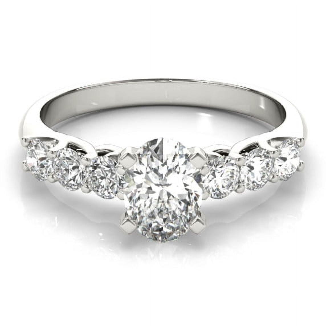 Ariana Jewelry 1.9 Ct Oval Cut Solitaire with Accent Moissanite Ring - Seven Stone Split Shank ...