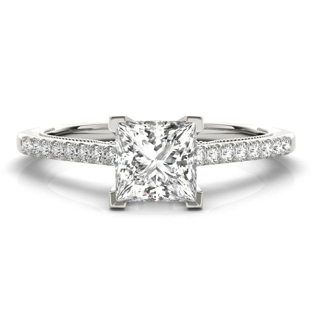 Ariana Jewelry 1.9 Ct Princess Cut Solitaire with Accent Moissanites ...