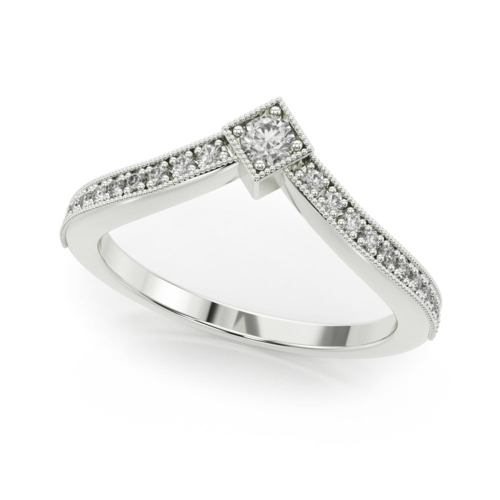 Ariana Jewelry 1.9 Ct Round Cut V Shape Milgrain Engagement Moissanite ...