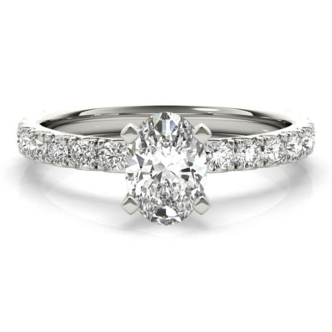 Ariana Jewelry 14K White Gold Plated 2.01 Ct Oval Cut Solitaire with Accent Moissanite Ring ...