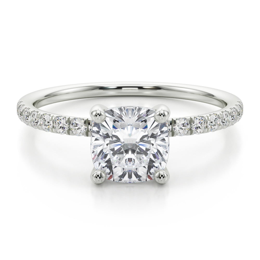 Ariana Jewelry 14K White Gold Plated Rings - 2.12 Ct Cushion Cut Hidden ...