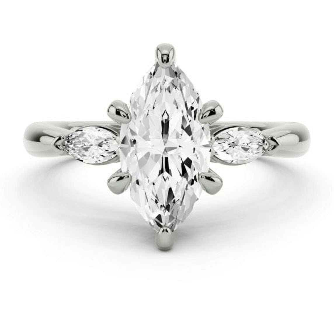 Ariana Jewelry 14K White Gold Plated 2.22 Ct Marquise Cut Engagement Trilogy Ring - 3 Stone ...