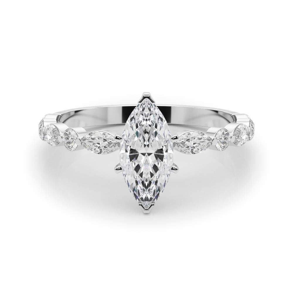 Ariana Jewelry 14K White Gold Plated 2.22 Ct Marquise Cut Multi-Stone Engagement Ring for Women ...