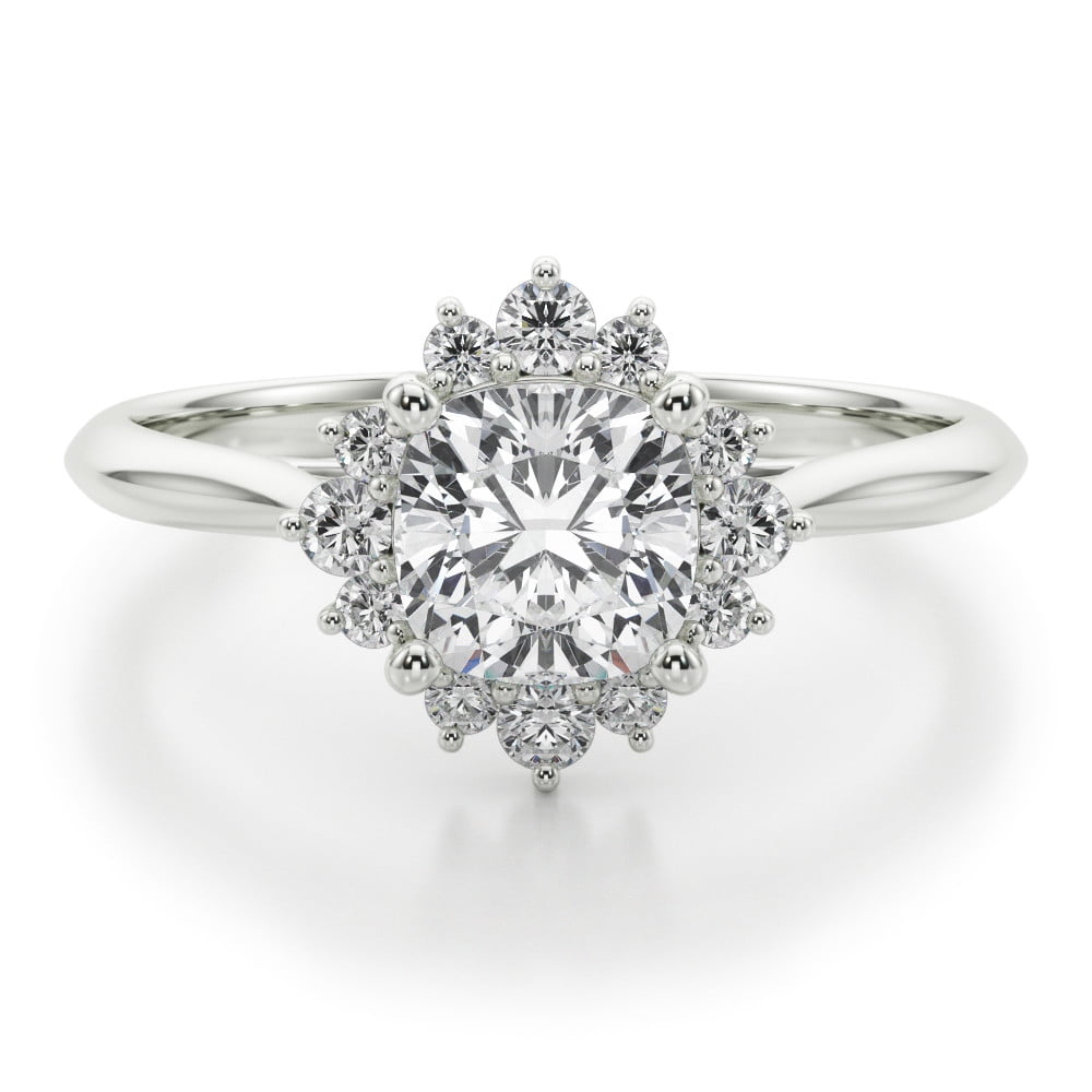 Ariana Jewelry 2.01 Ct Excellent Cushion Cut Solitaire with Accent Moissanite Ring - Engagement ...