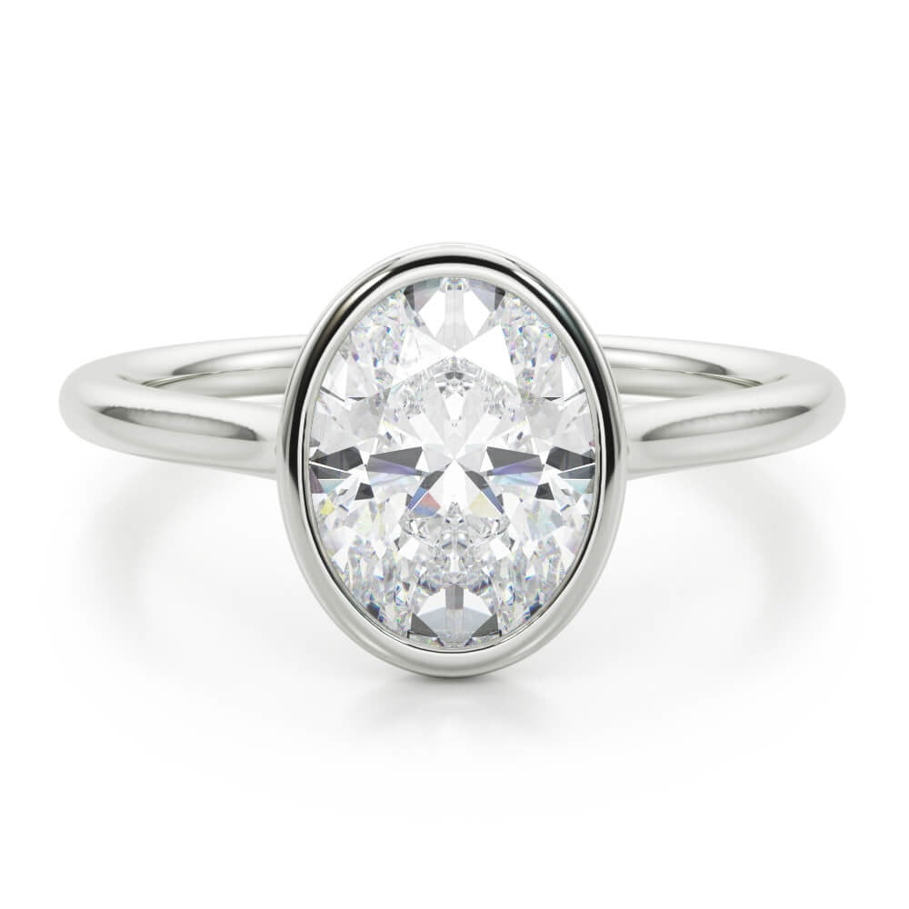 Ariana Jewelry 2.12 Ct Oval Cut Engagement Rings - Bezel Setting Moissanite Moissanite - 14K ...