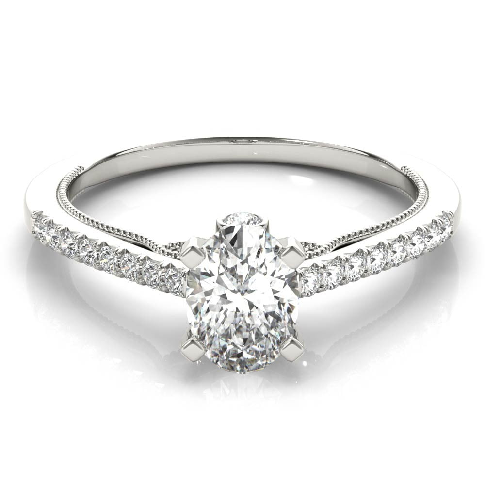 Ariana Jewelry 2.12 Ct Oval Cut Solitaire with Accent Moissanite Ring for Her - Moissanite in ...