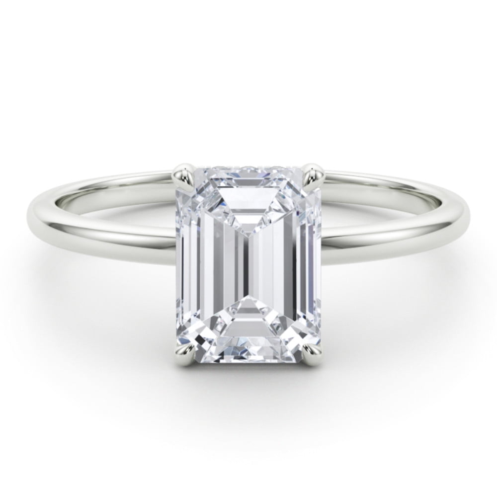 Ariana Jewelry 2.22 Ct Emerald Cut Solitaire Engagement Ring - Moissanite Moissanite - 14K White ...