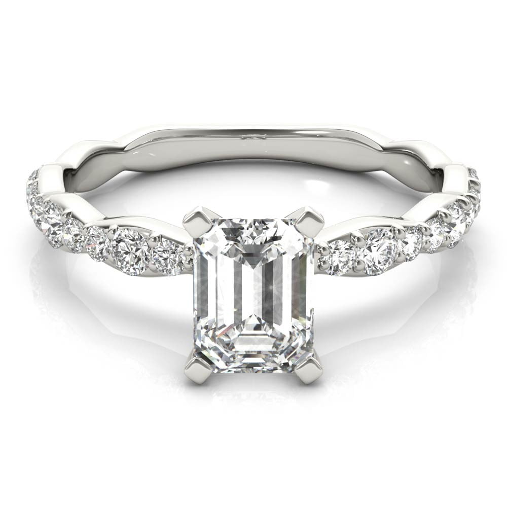 Ariana Jewelry 2.22 Ct Emerald Cut Solitaire Moissanite Ring - 14K White Gold Plated - Elegant ...
