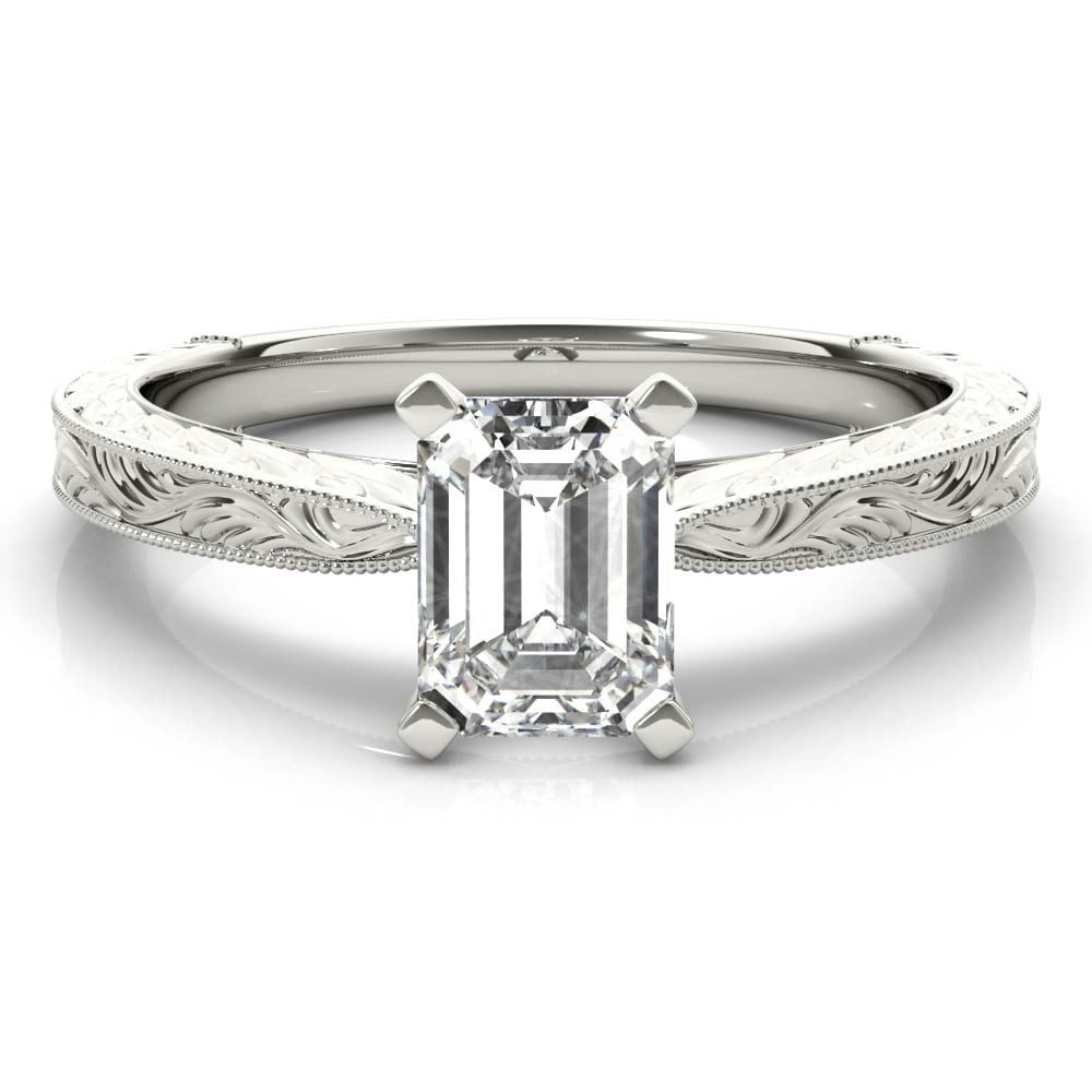 Ariana Jewelry 2.22 Ct Emerald Cut Vintage Engagement Ring - 14K White Gold Over Solitaire Ring ...
