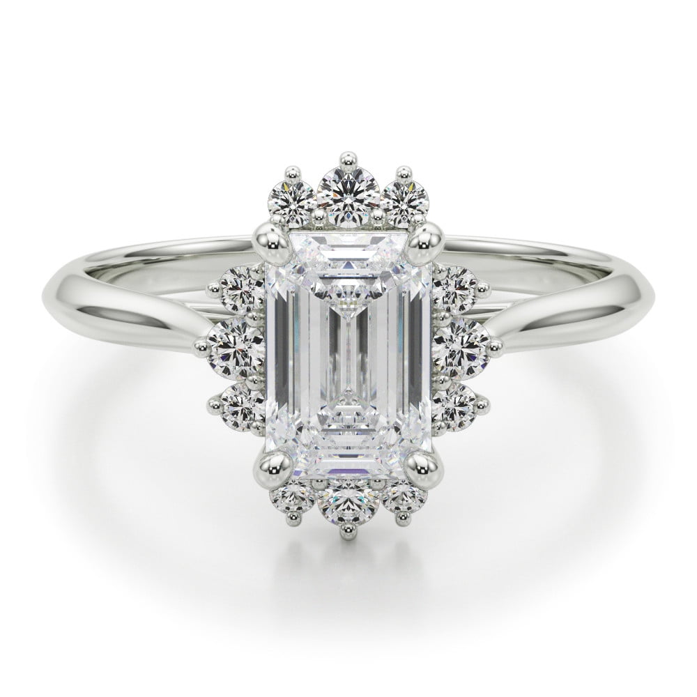 Ariana Jewelry 2.22 Ct Excellent Emerald Cut Solitaire with Accent Moissanite Ring - Engagement ...