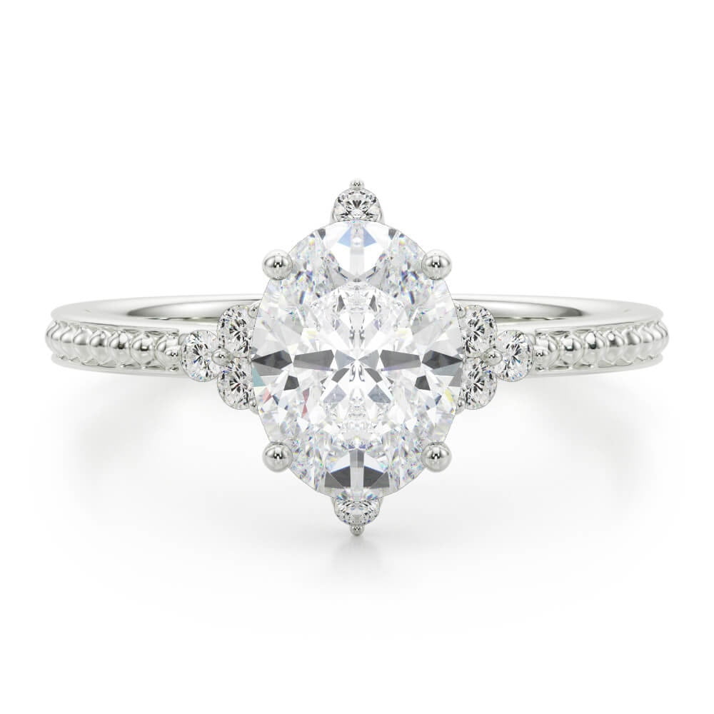 Ariana Jewelry 2.22 Ct Excellent Oval Solitaire with Accent Moissanite Ring - 14K White Gold ...