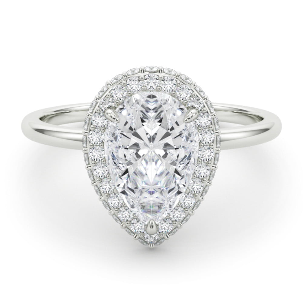 Ariana Jewelry 2.22 Ct Excellent Pear Cut Halo Moissanite Ring - Hidden Halo Solitaire with ...