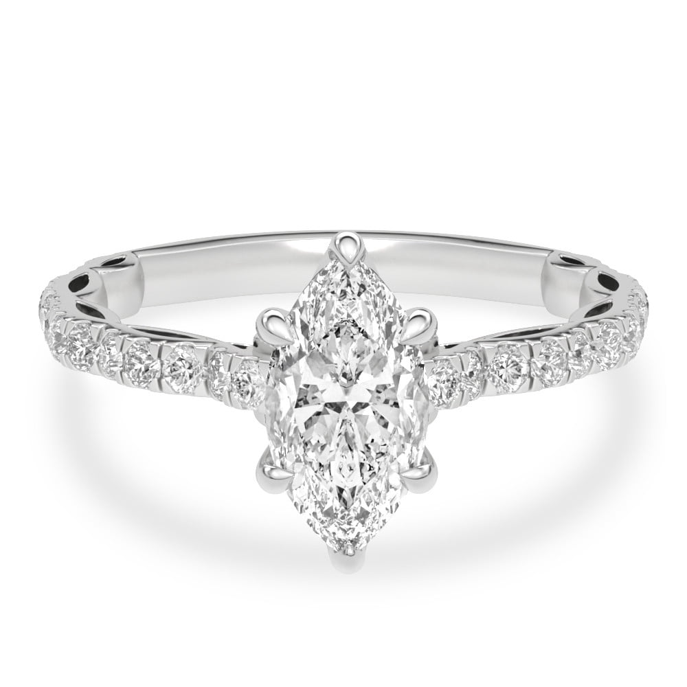 Ariana Jewelry 2.22 Ct Marquise Cut Solitaire Engagement Rings - 14K White Gold Plated - Floral ...