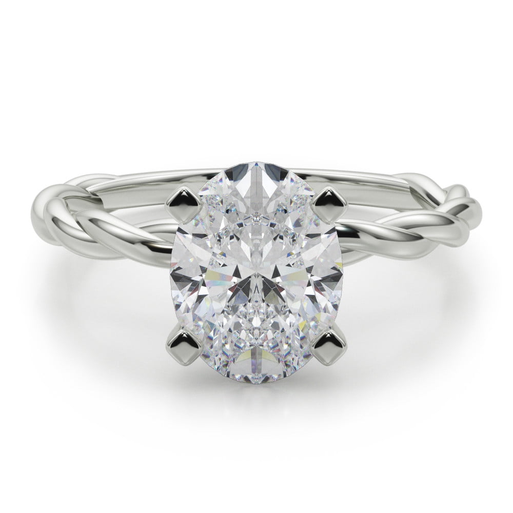 Ariana Jewelry 2.22 Ct Oval Cut Twisted Cross Over Engagement Ring - 14K White Gold Over ...