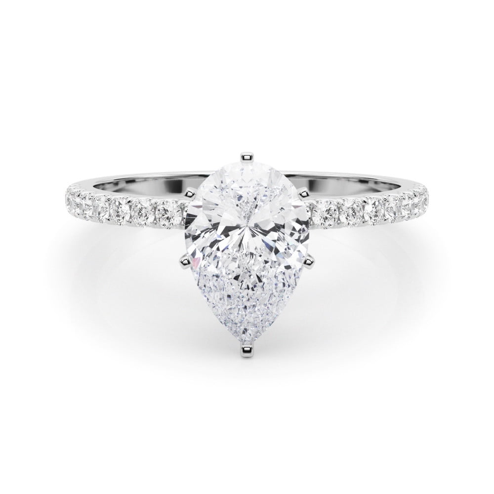 Ariana Jewelry 2.22 Ct Pear Cut Engagement Rings for Women's - 14K White Gold Plated ...