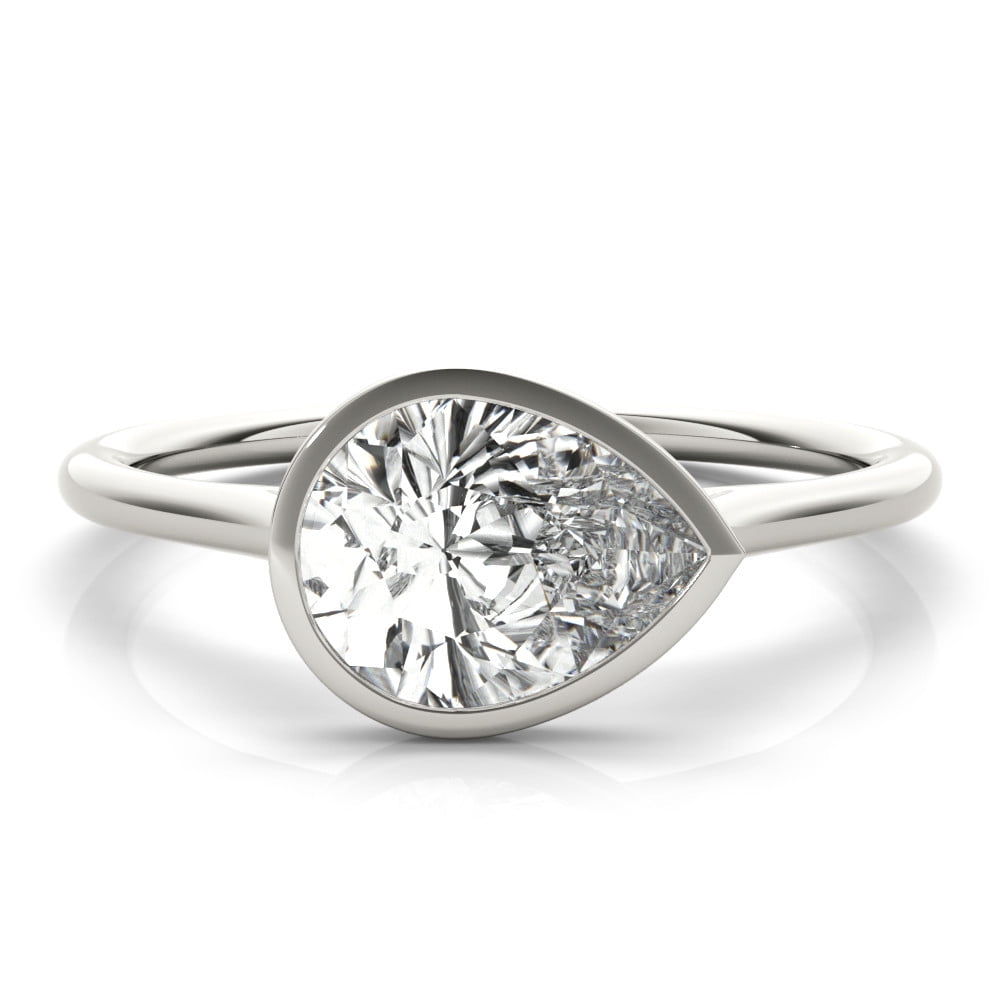 Ariana Jewelry 2.22 Ct Pear Cut Moissanite Engagement Ring - Bezel Setting Solitaire Moissanite ...