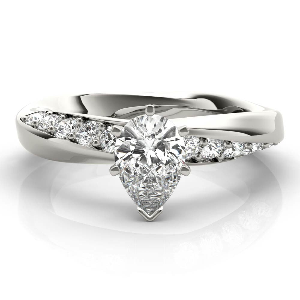 Ariana Jewelry 2.22 Ct Pear Cut Solitaire with Accent Moissanite Ring for Her - Engagement ...