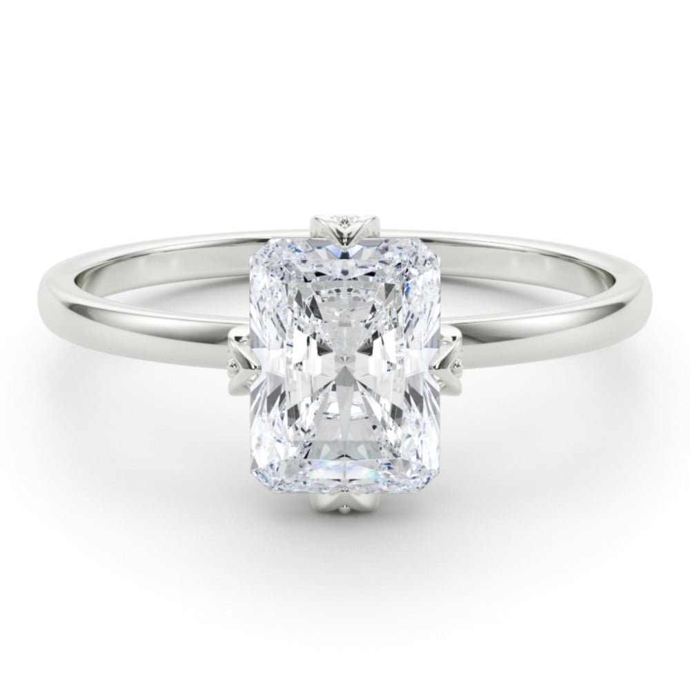 Ariana Jewelry 2.22 Ct Radiant Cut Hidden Moissanite Solitaire Ring for Women's - Engagement ...