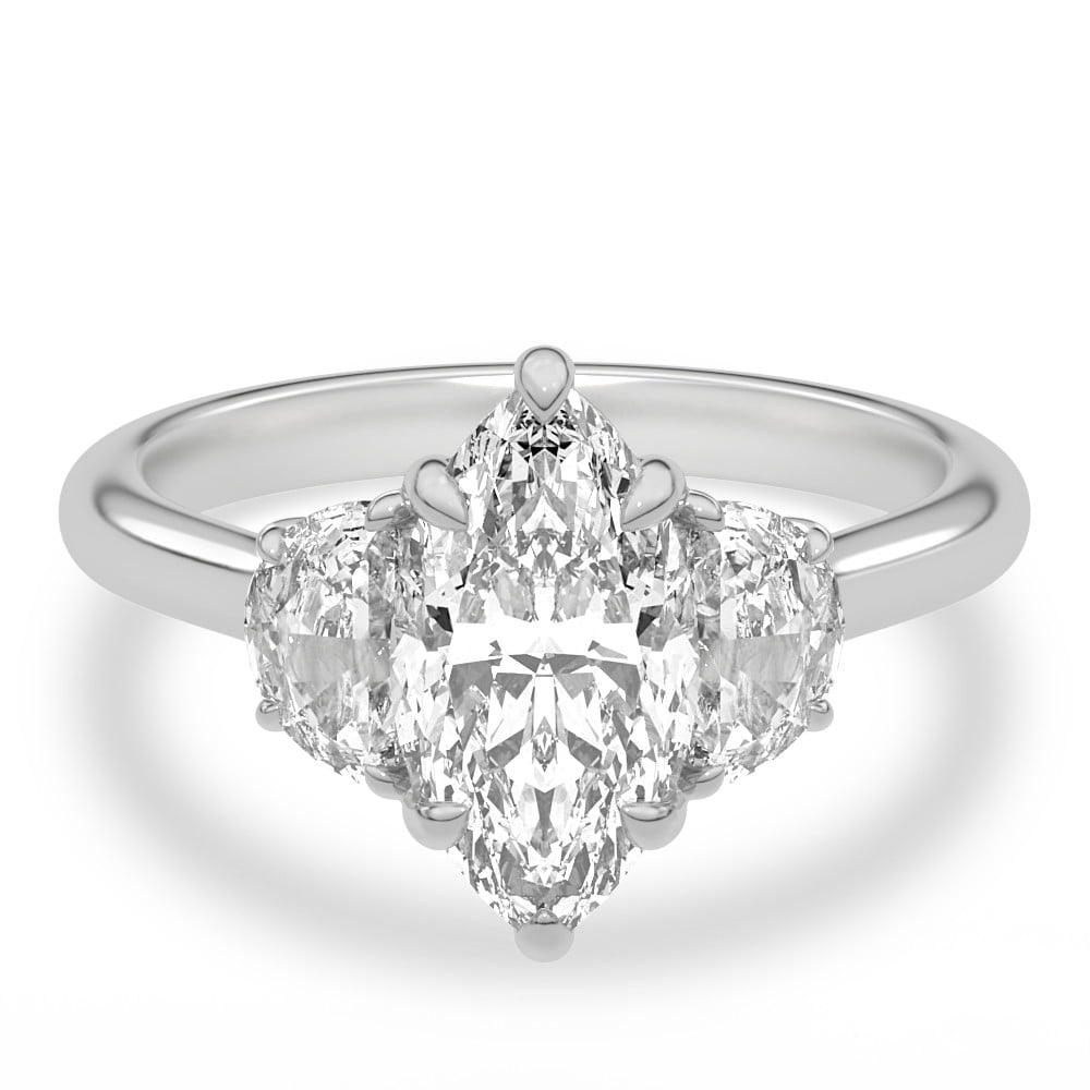 Ariana Jewelry Unique 14K White Gold Plated Marquise Cut Solitaire Engagement Wedding Rings - 2. ...