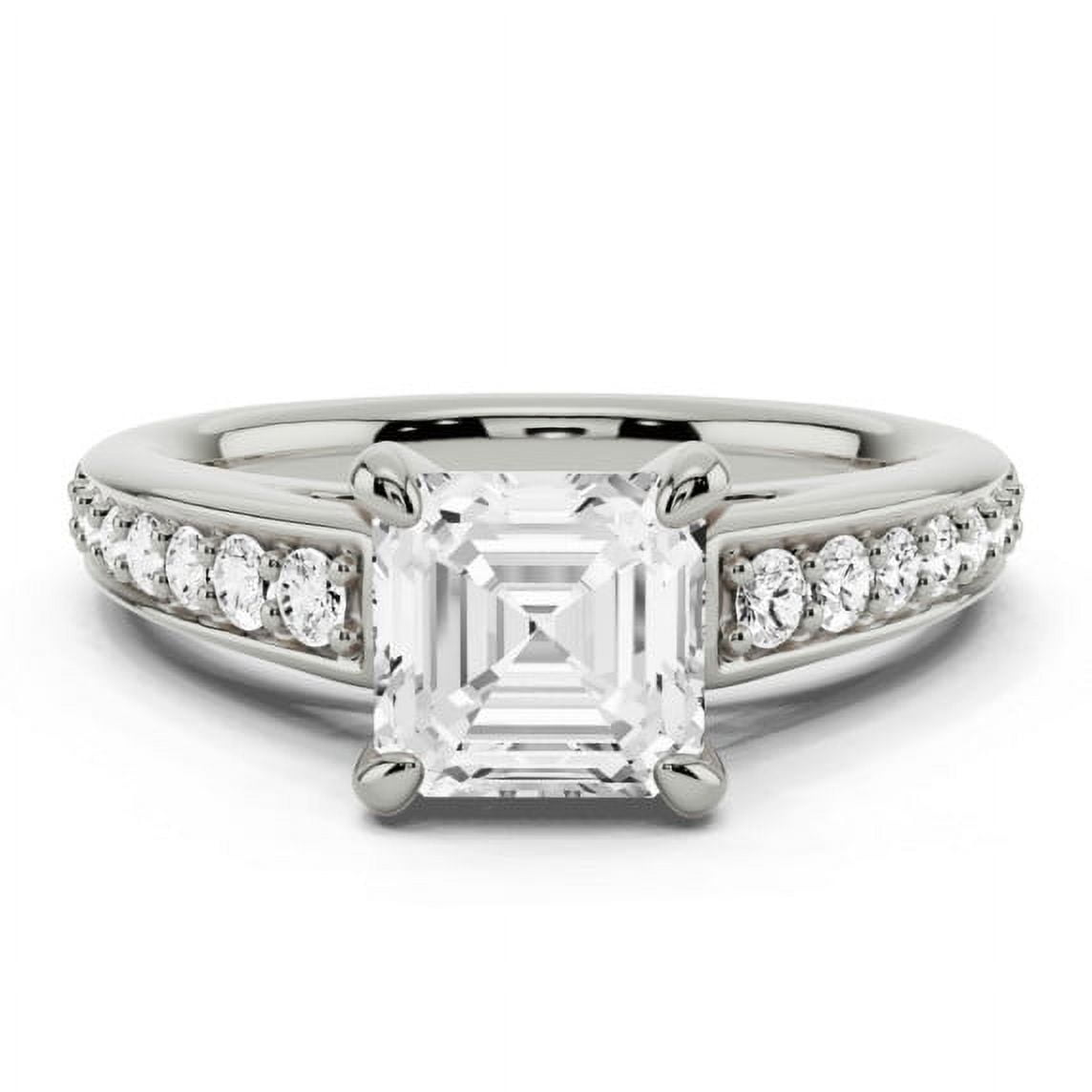 Ariana Jewelry Unique Asscher Cut Solitaire with Accent Moissanite Ring ...