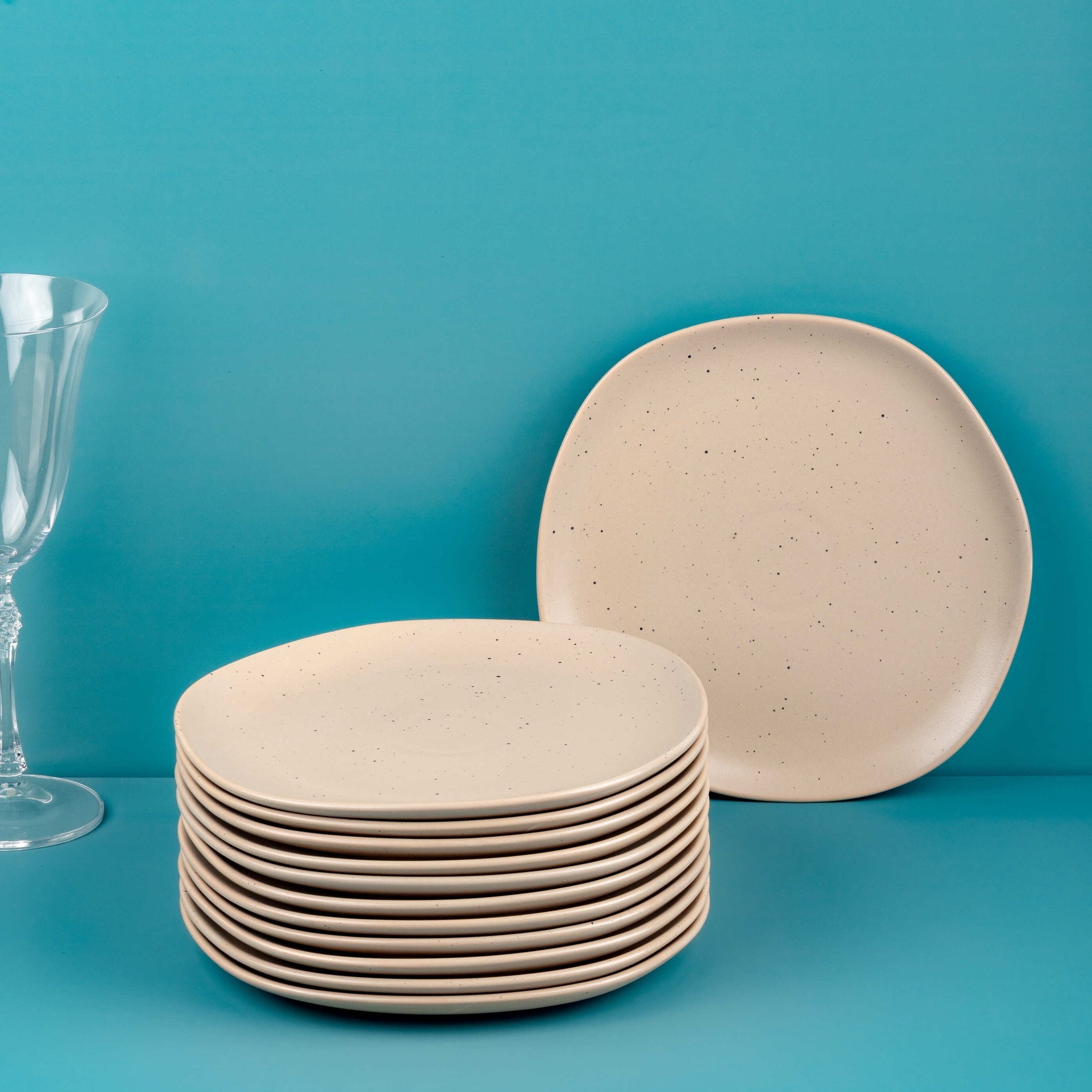 Ariane Earth 10 5/8" Earth-Dark Sand Dots Porcelain Flate Plate Pack of ...