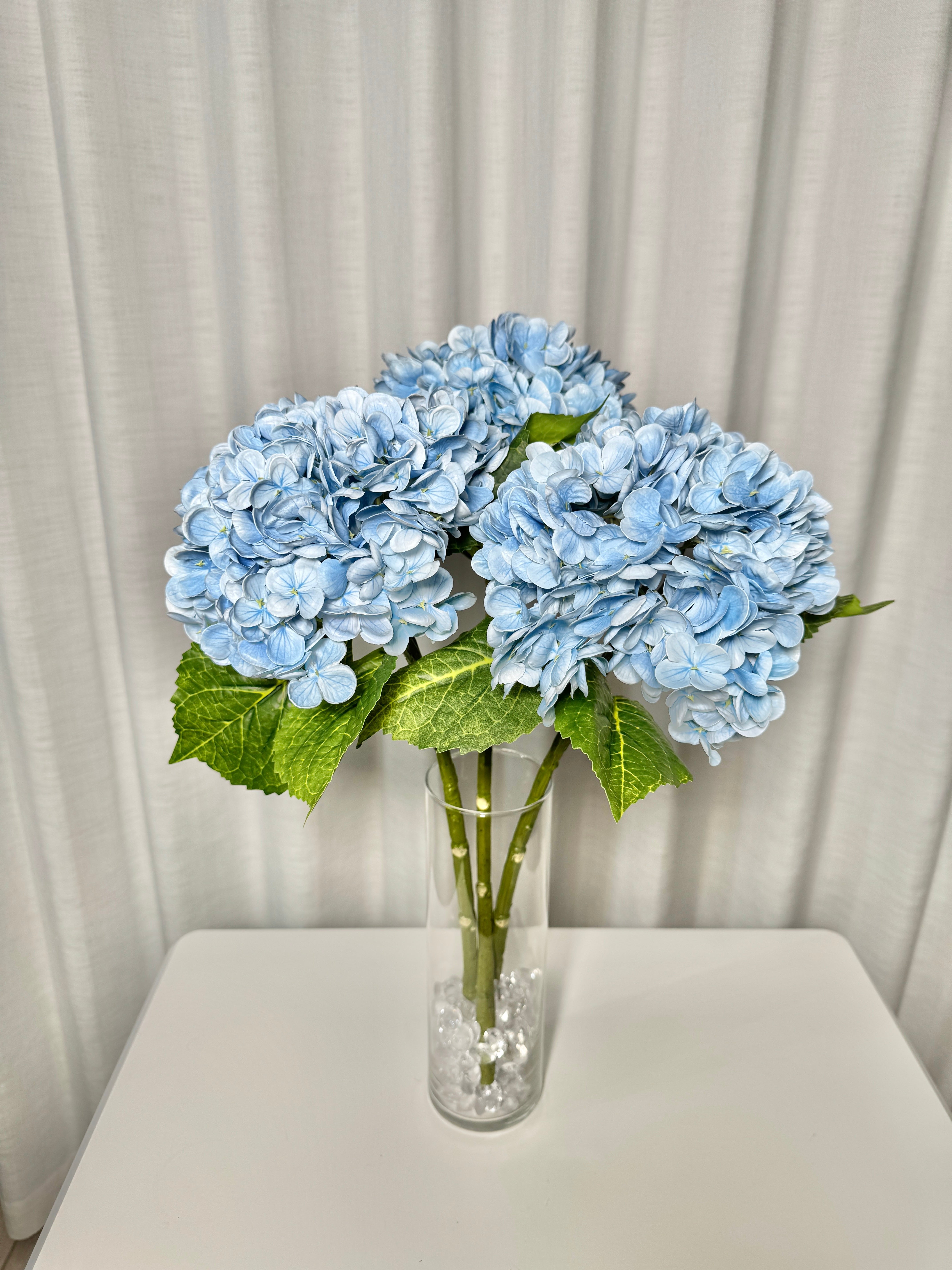 Ariane Real Touch Artificial Mixed Blue Hydrangea Flowers – 20” Silk Floral Stems, Set of 3 ...