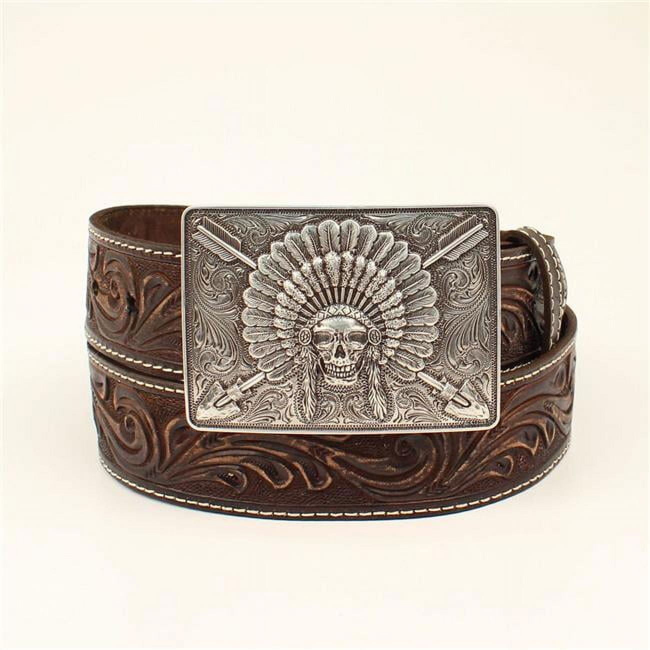 Ariat A1033402-38 Mens Native Chief Skull Belt, Black & Brown - Size 38 ...