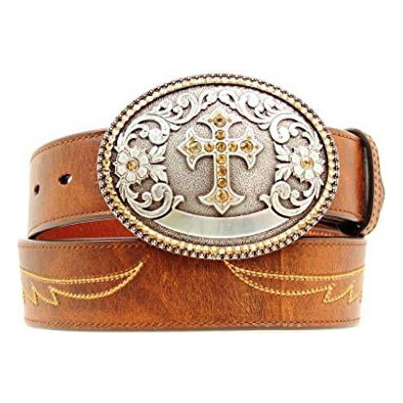 Ariat A1512202-S 1.5 in. Womens Cross Buckle Western Belt, Brown ...