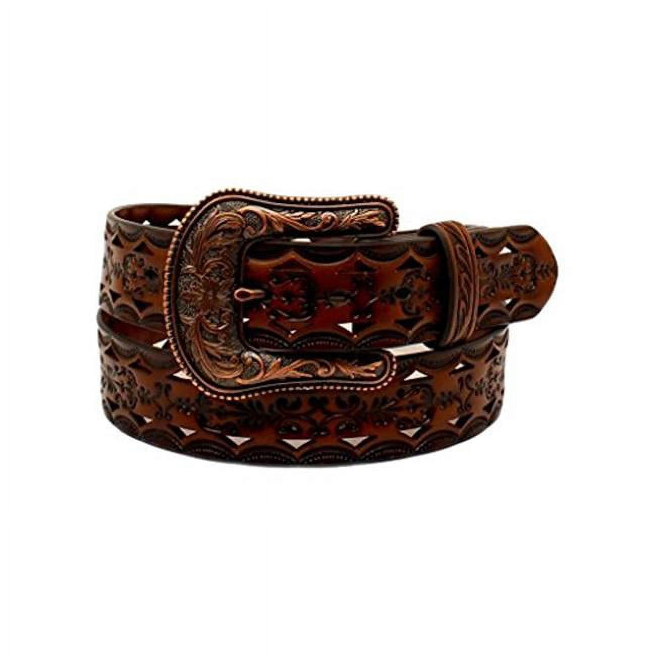 Ariat Ladies Tooled Brown With Bronze Buckle Leather Belt A1523667 ...