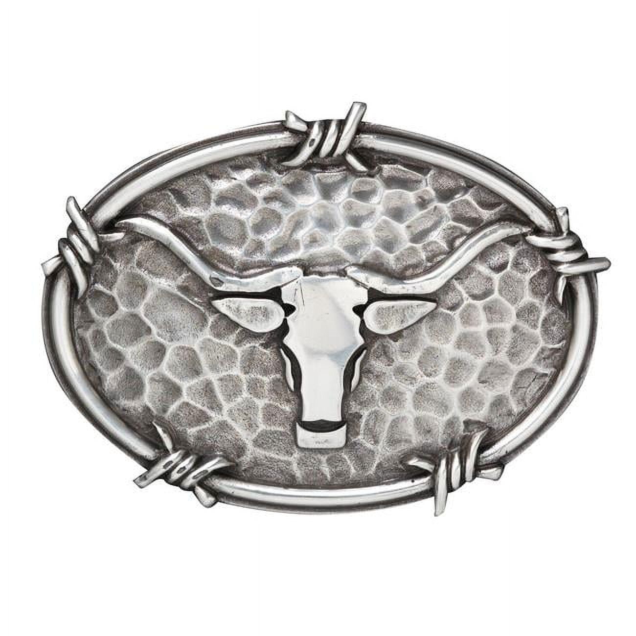 Ariat Mens Silver Hammered Metal Steer Skull Belt Buckle A37050 ...
