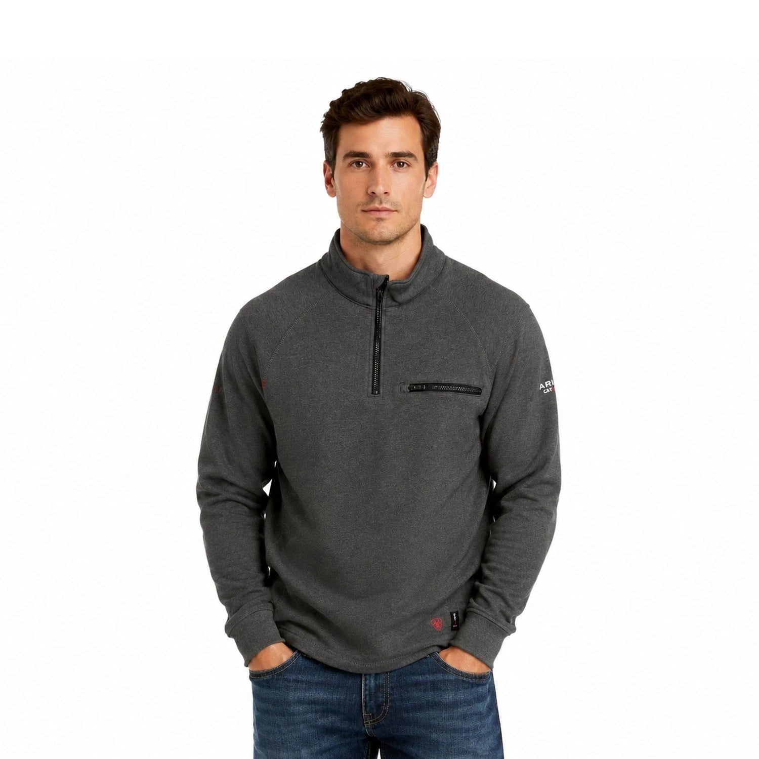 Ariat FR Men's Charcoal Hoodie 1/4 Zip Pullover Sweatshirt (S67 ...