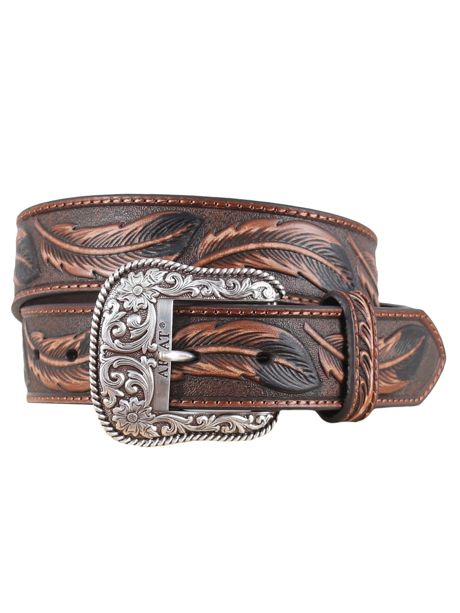 Ariat Men's Brown Feather Embossed Leather Belt A1029608 - Walmart.com