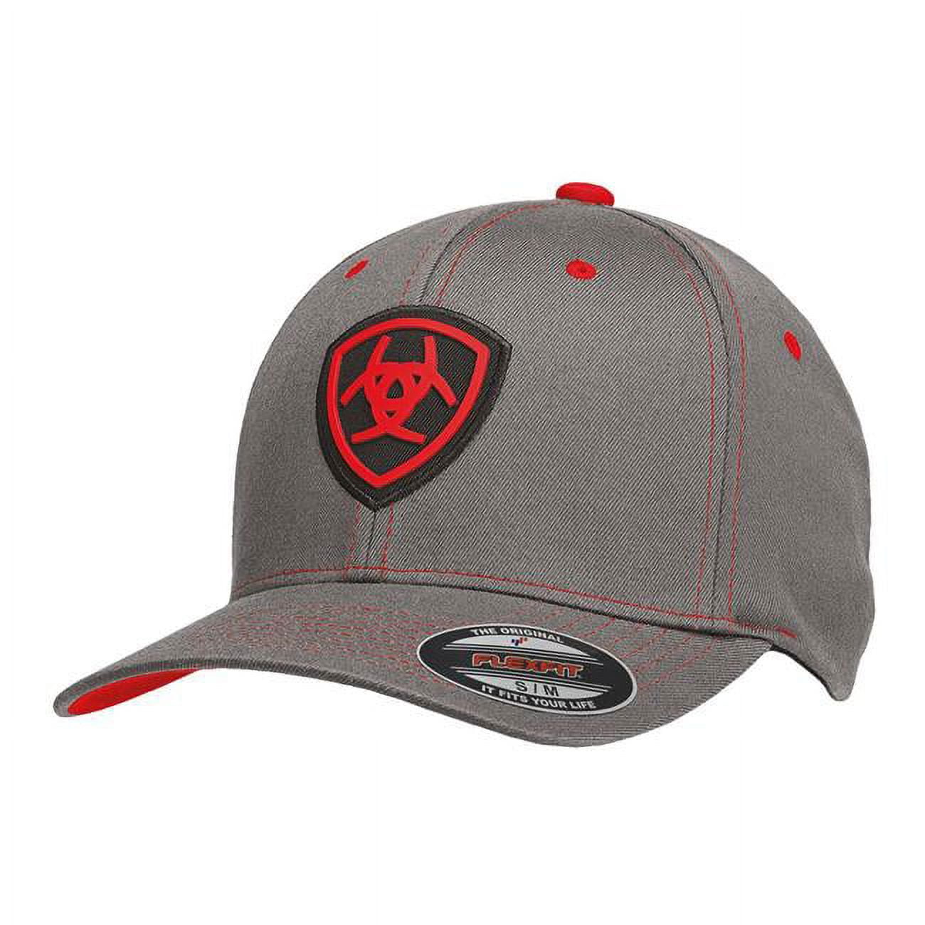 Ariat Grey Red Flex Fit Ball Cap 1512406 - Walmart.com
