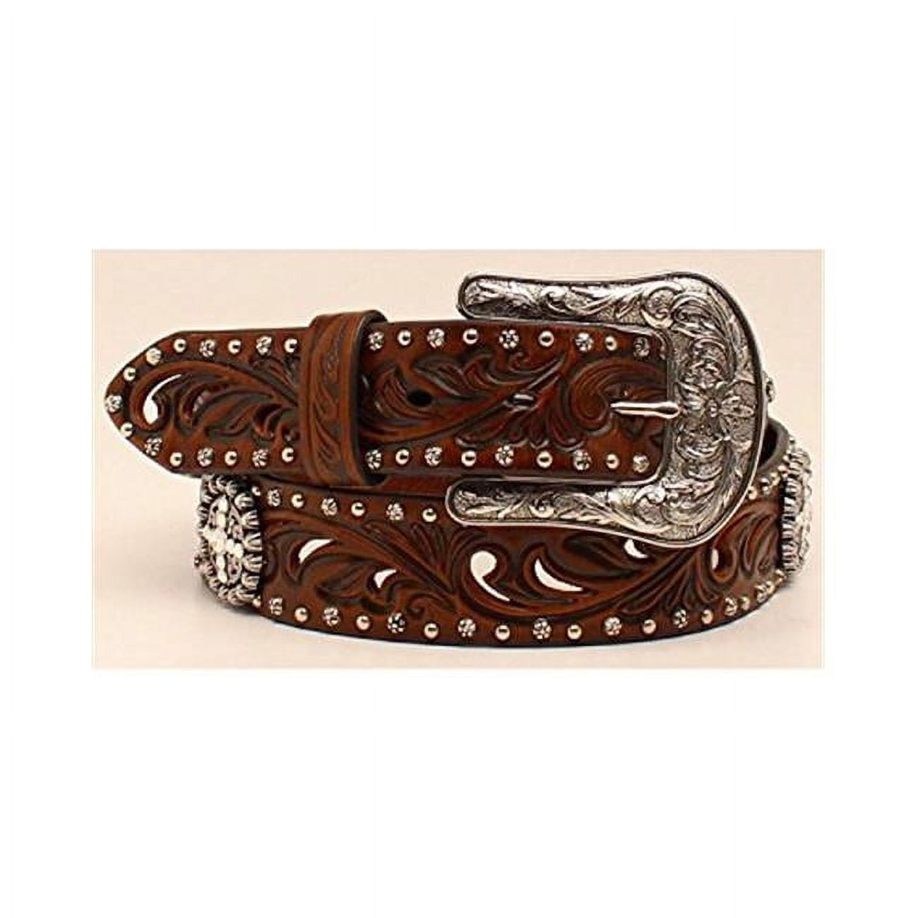 Ariat Ladies Cross Concho Embossed 1 1/2" Leather Belt A1518602 ...