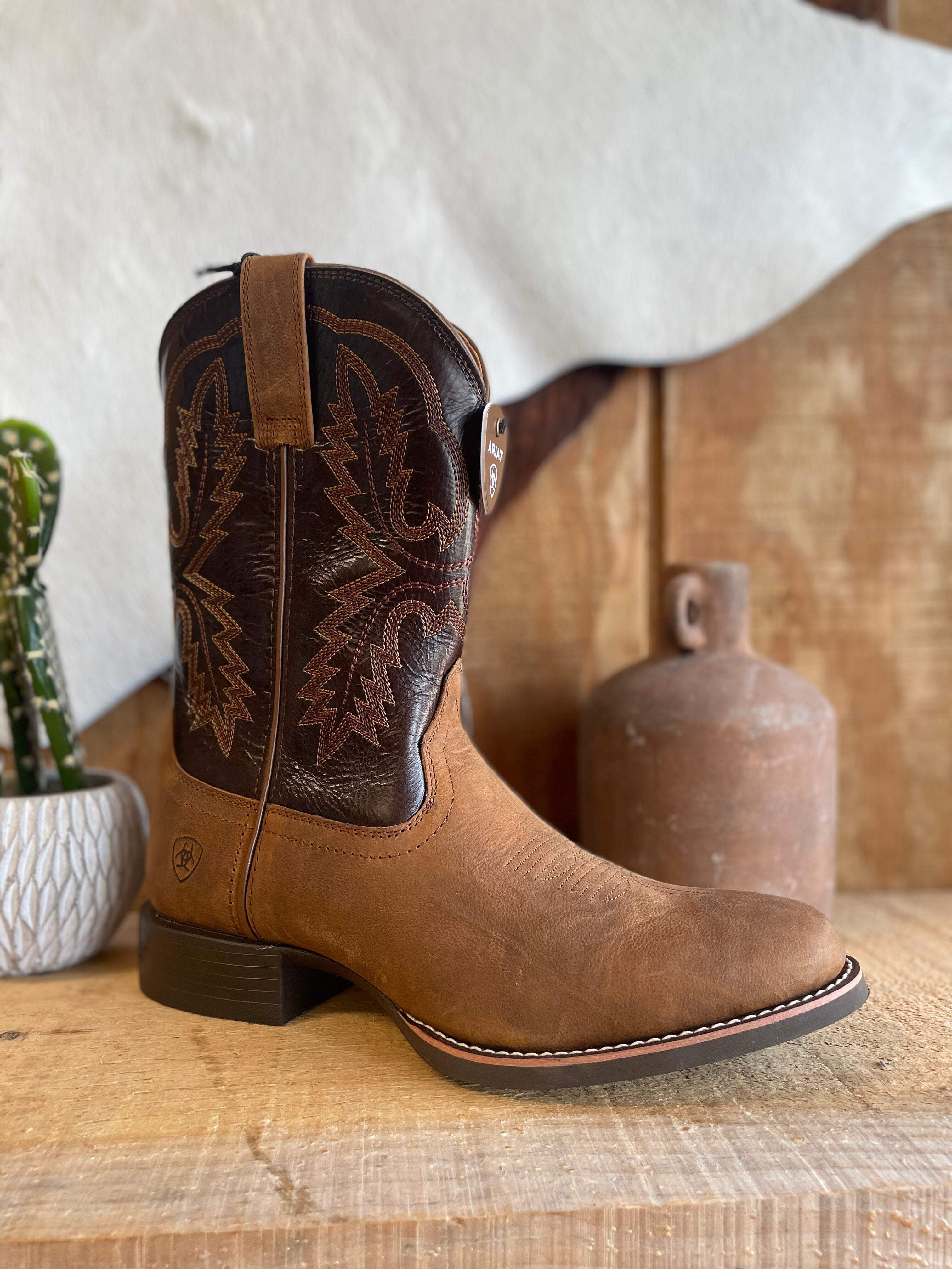Ariat Men's Sport Stratten Western Boot, Sorrel Crunch/Bitter Brown, 10 ...