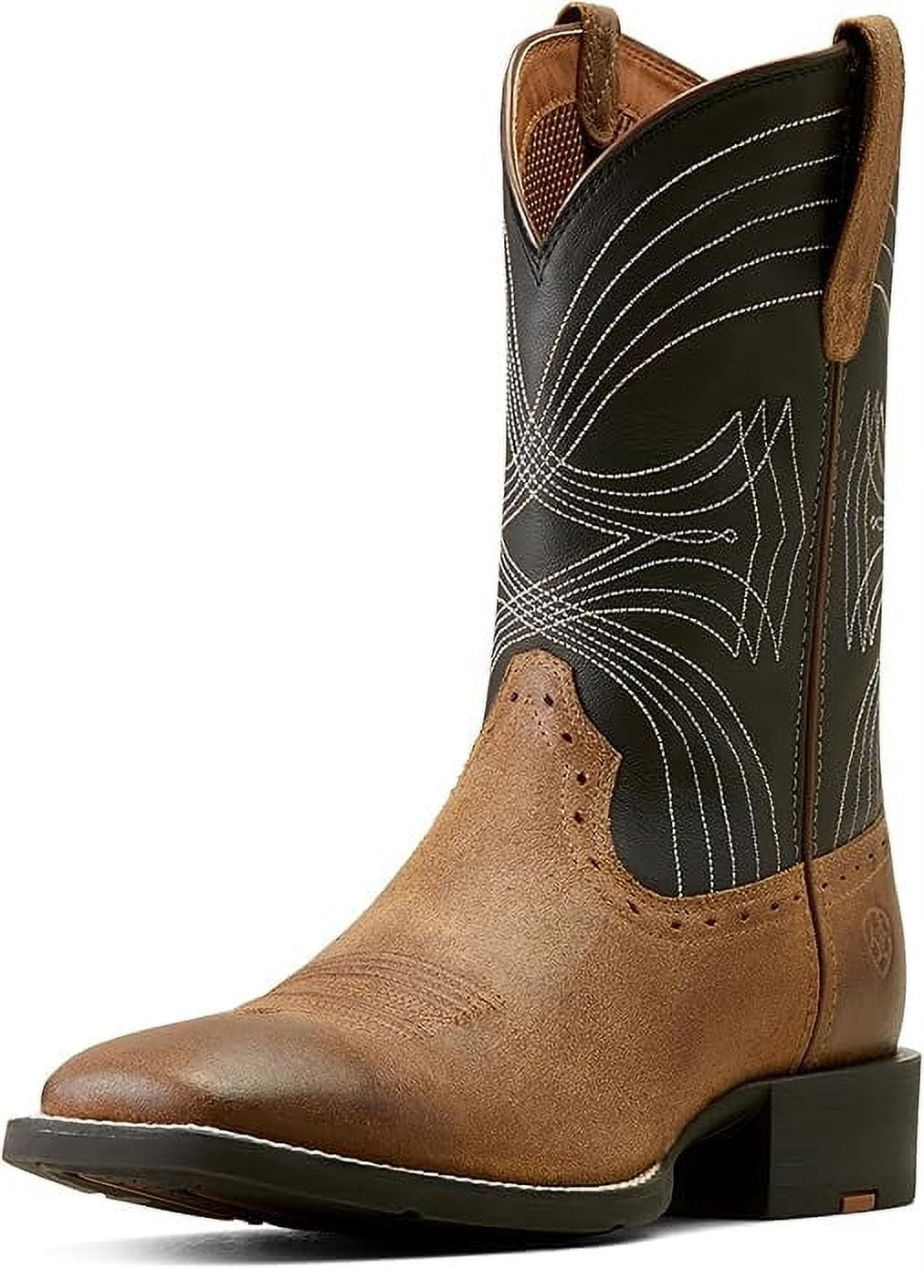 Ariat Men's Sport Wide Square Toe Cowboy Boot - Matte Black/Barley ...
