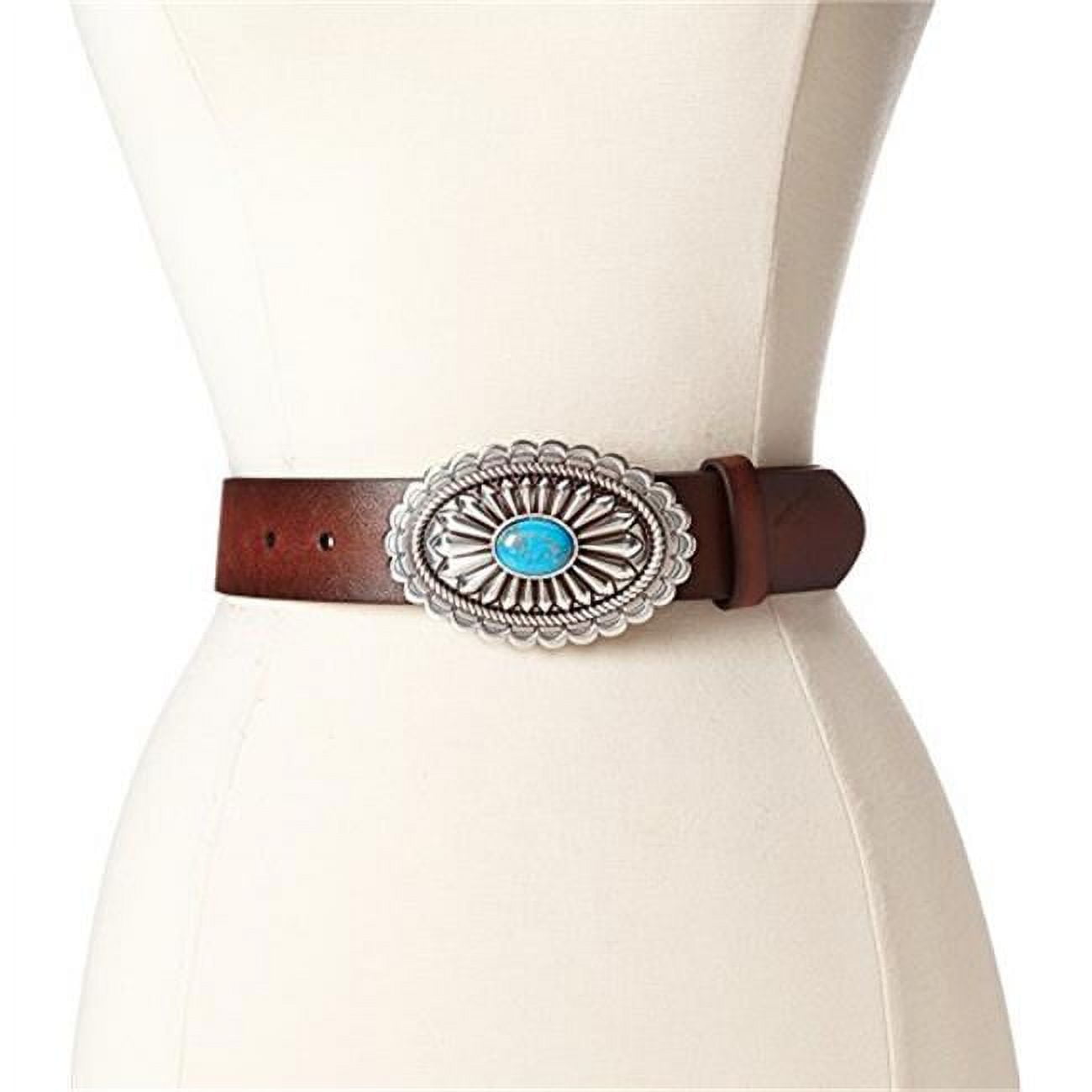 Ariat Ladies Lucinda Brown Belt with Silver Turquoise Buckle A1512002 ...