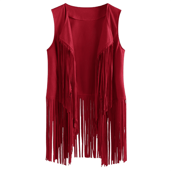 Aricy Cardigan Vest for Women Trendy Faux Suede Tassels Vest 70s Ethnic ...