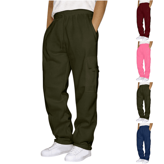 Aricy Cargo Pants Mens Fashion Sweatpants Rope Loosening Waist Solid ...