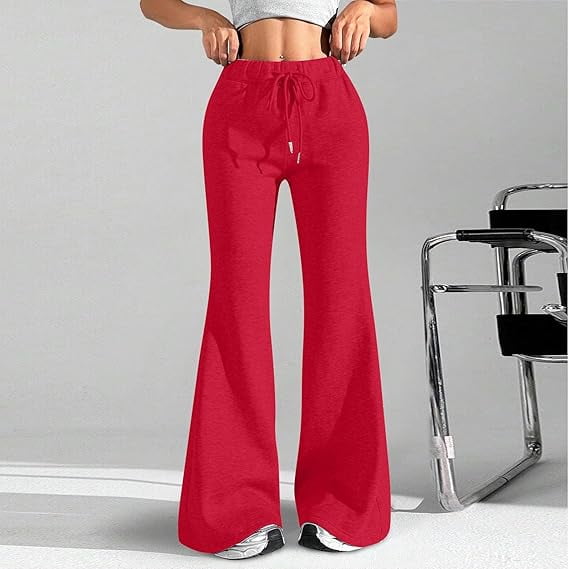 Aricy Flare Wide Leg Sweatpants Women Cute Drawstring High Waisted ...