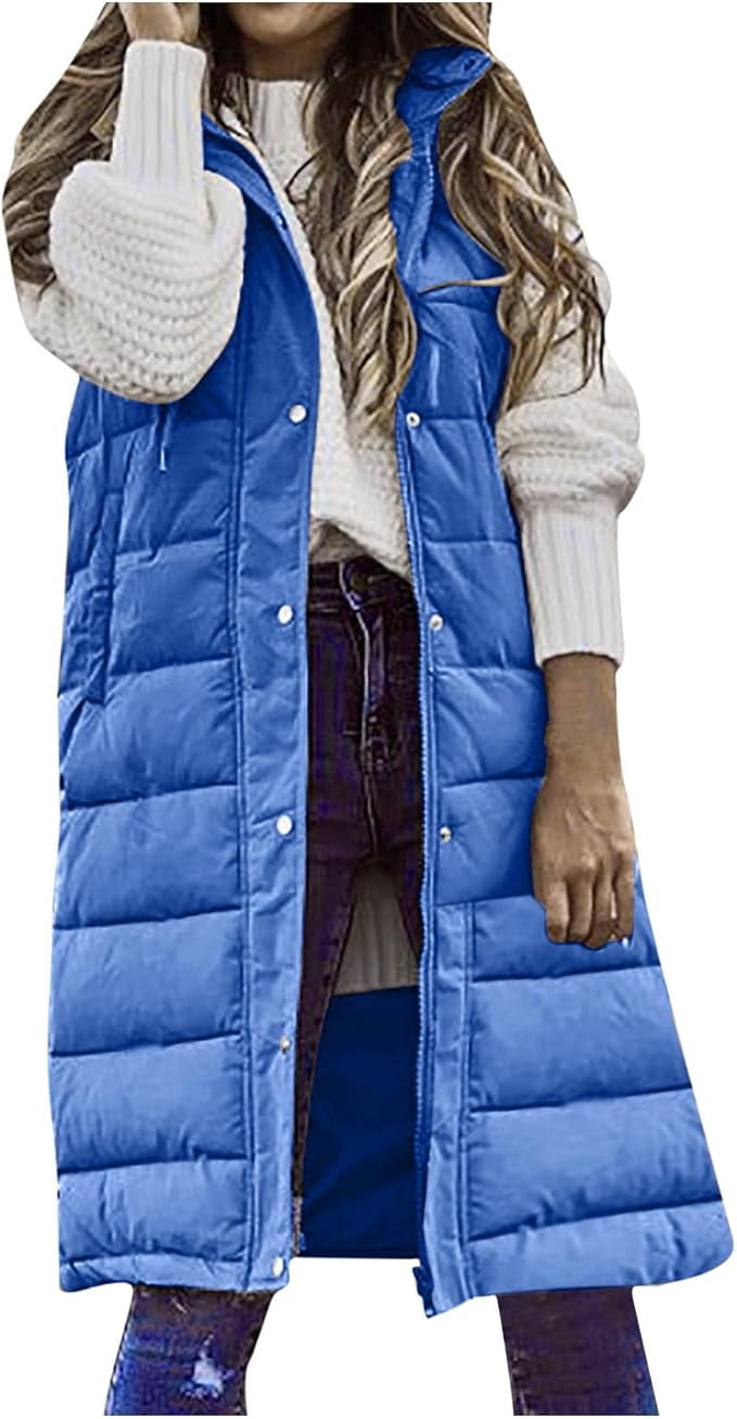 Aricy Long Puffer Vest for Women Long Down Hooded Vest Womens ...