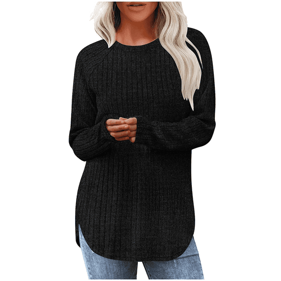 Aricy Long Sleeve Shirts for Women Tunic Tops Casual Loose Dressy Crew ...