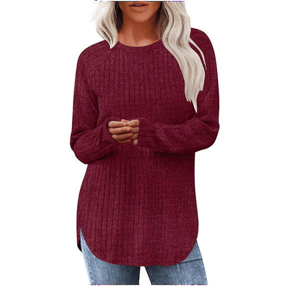 Aricy Long Sleeve Shirts for Women Tunic Tops Casual Loose Dressy Crew ...