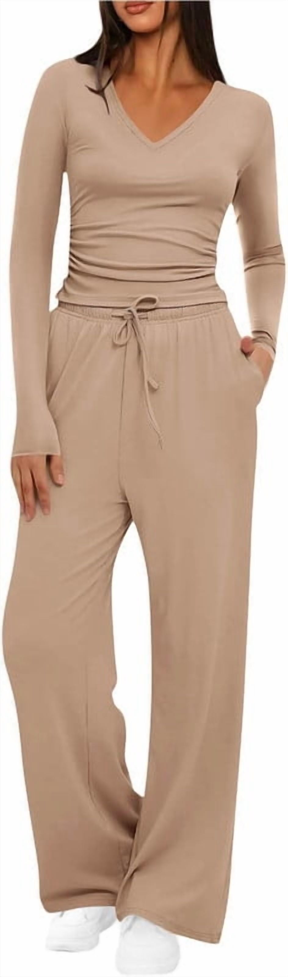 Aricy Tracksuit Womens Full Set 2 Piece Outfits Stretch Long Sleeve V ...