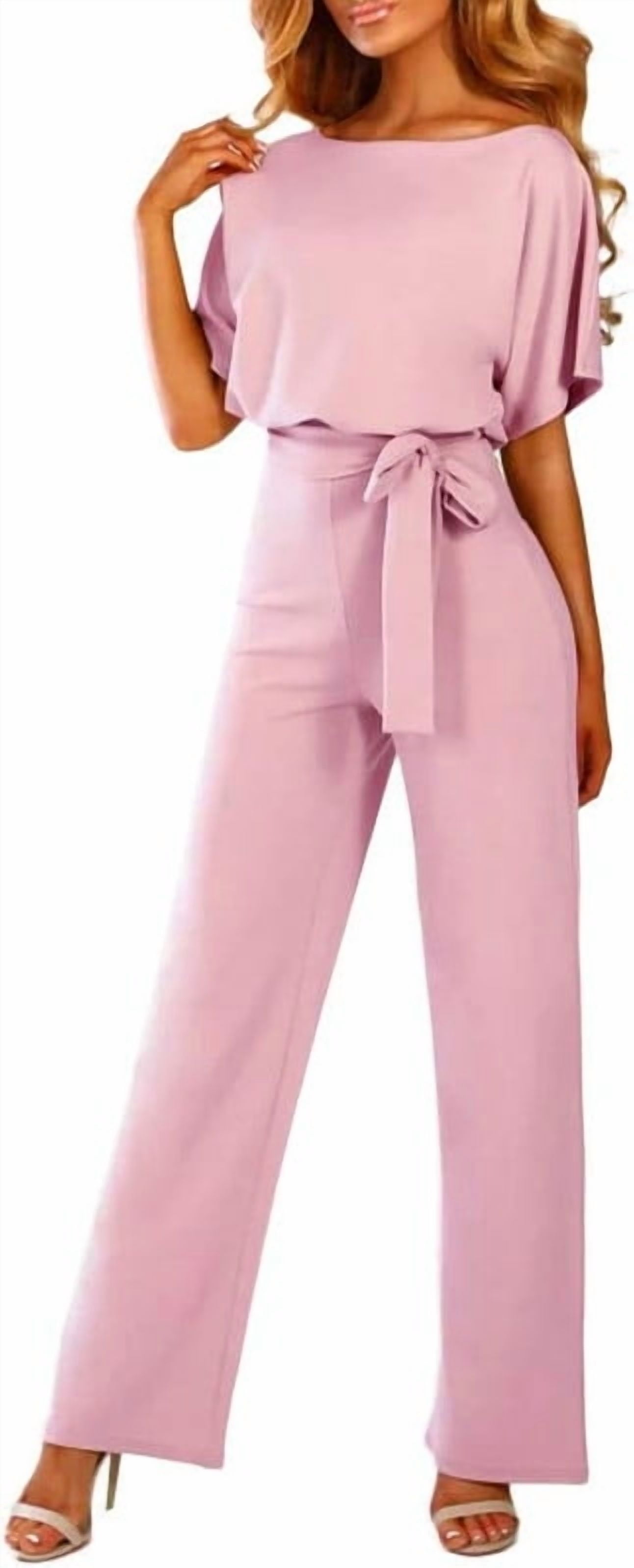 Aricy Women's Summer Elegant One Piece Outfits Jumpsuit Wide Leg Crew ...
