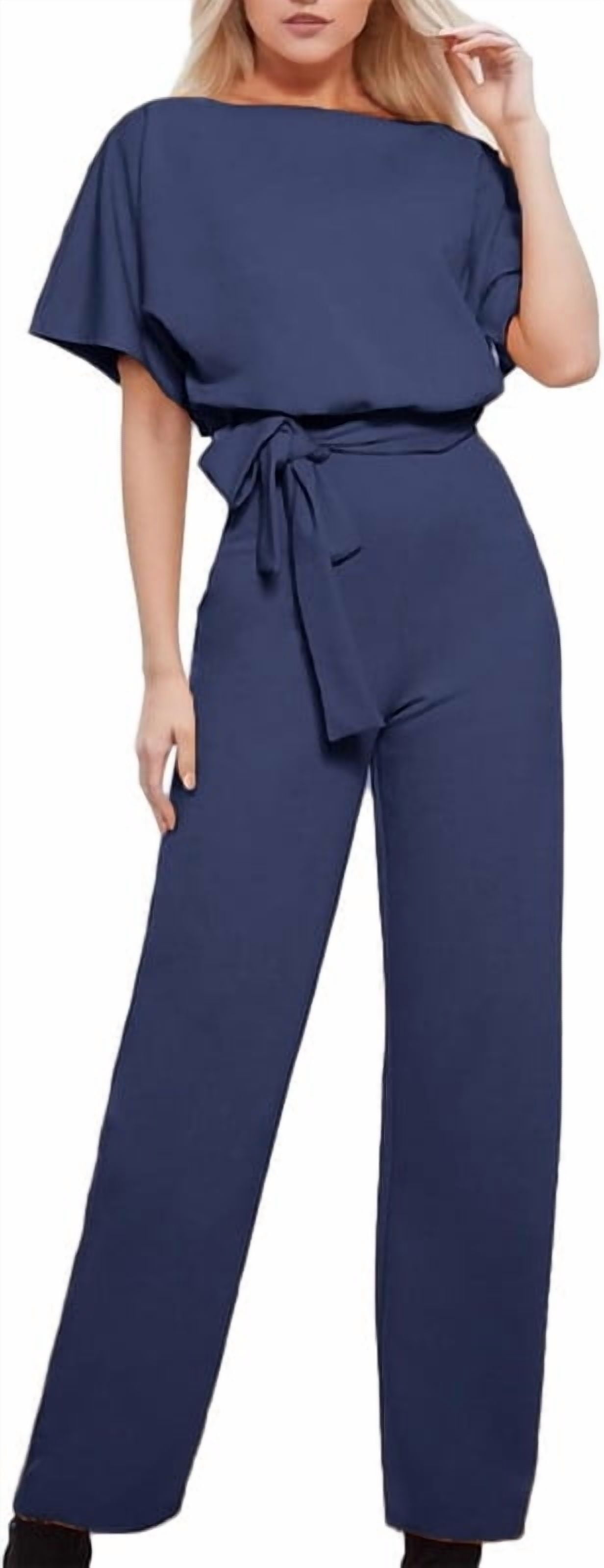 Aricy Women's Summer Elegant One Piece Outfits Jumpsuit Wide Leg Crew ...